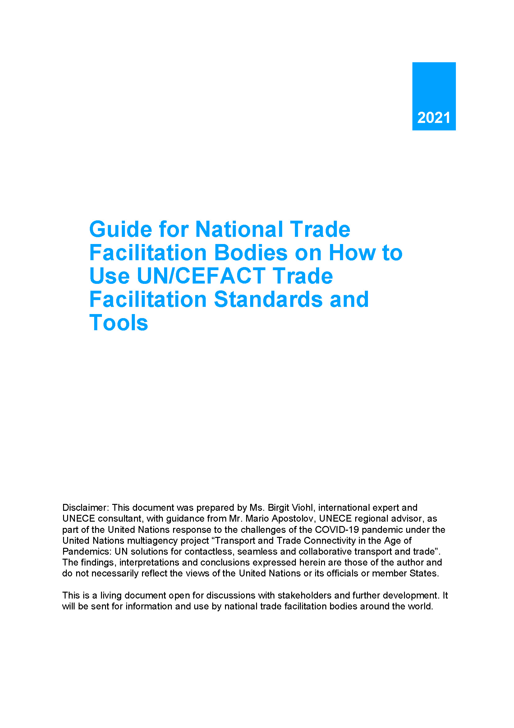 Guide for National Trade Facilitation Bodies on How to Use UN/CEFACT ...